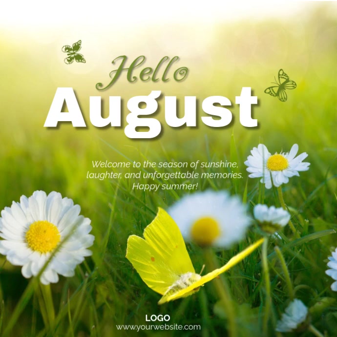 Floral Hello August Instagram Post Modelo | PosterMyWall