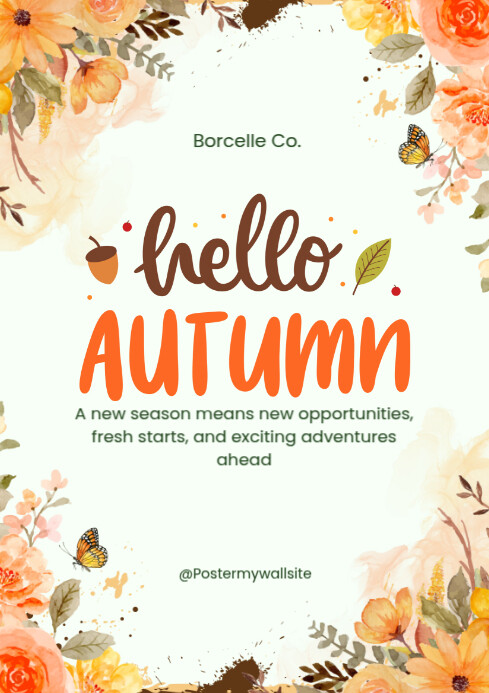 Copy of Floral Hello Autumn A4 | PosterMyWall