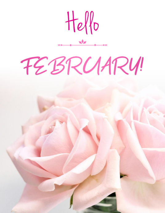 Floral Hello February Social Media Post Card Poster Banner Flyer Design ...