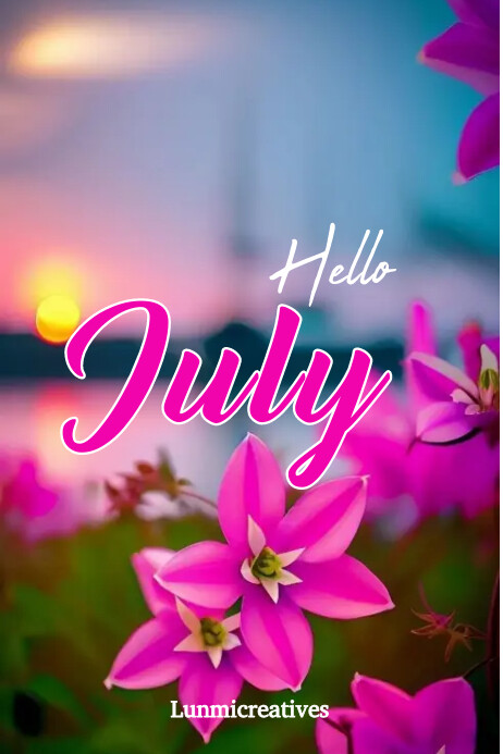 Floral Hello July Banner 4' × 6' Template | PosterMyWall