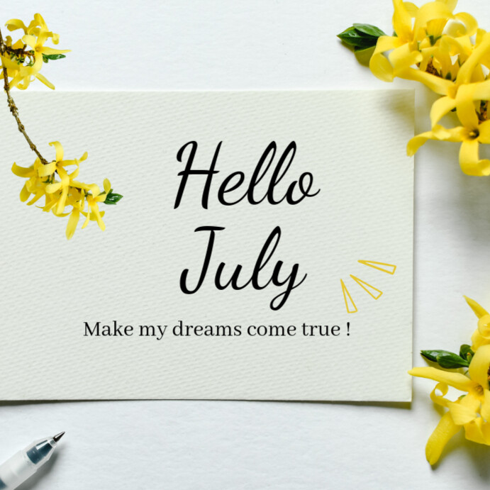 Floral Hello July Instagram Post Template | PosterMyWall