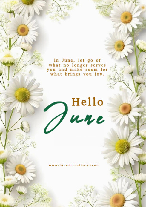 Floral Hello June A4 เทมเพลต | PosterMyWall