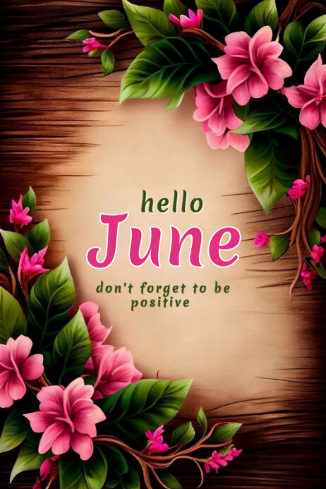 Floral Hello June Banner 4' × 6' Template | PosterMyWall