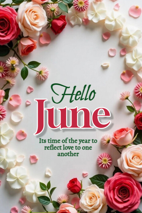 Floral Hello June Banner 4' × 6' Template | PosterMyWall