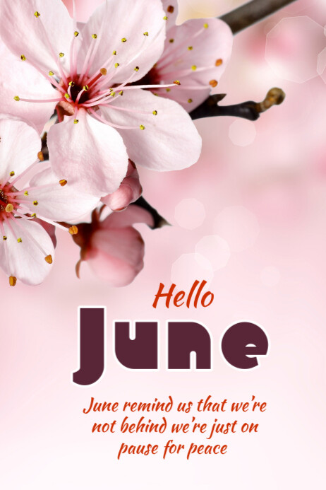 Floral Hello June Banner 4' × 6' Template | PosterMyWall