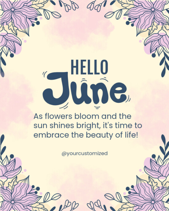 Floral Hello June Instagram Portrait Templat | PosterMyWall