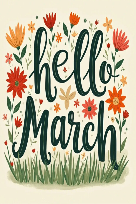 Copy of Floral Hello March: New Month, New Beginnings Poster | PosterMyWall