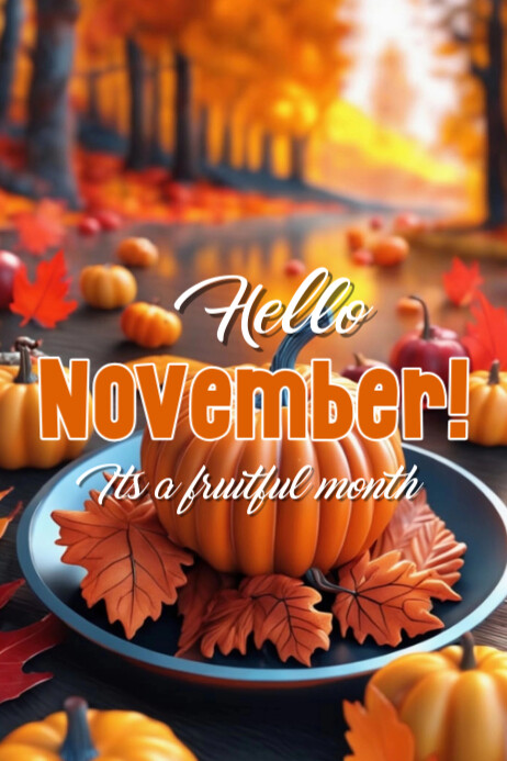 Floral Hello November Banner 4' × 6' Template | PosterMyWall