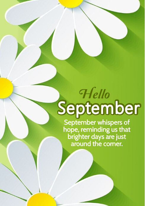 Plantilla de Floral Hello September A4 | PosterMyWall