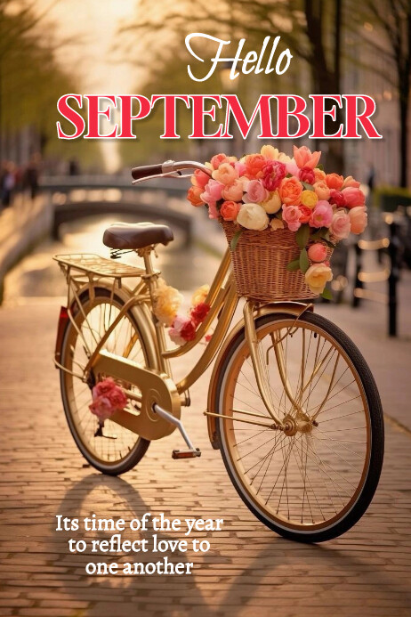 Floral Hello September Banner 4' × 6' Template | PosterMyWall