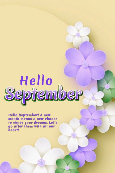 Copy of Floral Hello September Banner 4' × 6' | PosterMyWall