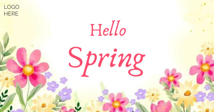 Floral Hello Spring Facebook Shared Image Template | PosterMyWall