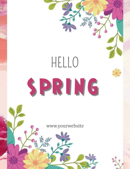 Floral Hello Spring Flyer (us Letter) Template | PosterMyWall