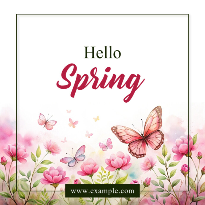 Floral Hello Spring Instagram Post Template | PosterMyWall