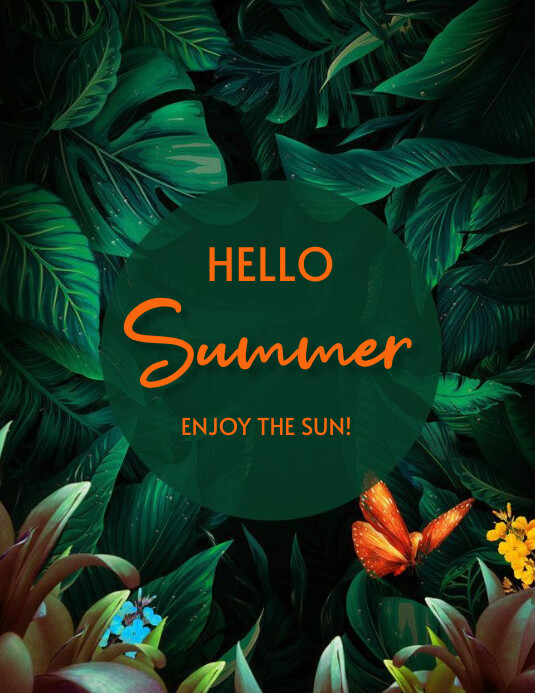 Floral Hello Summer Flyer (us Letter) Template | PosterMyWall