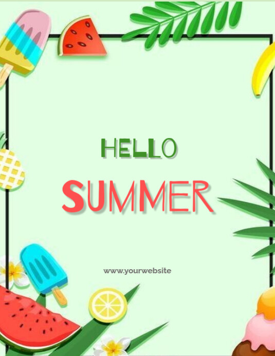 Floral Hello Summer Flyer (us Letter) Template | PosterMyWall