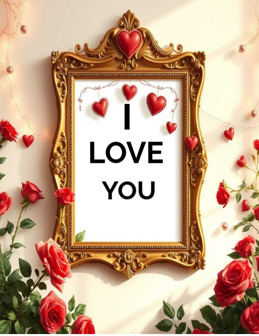 Floral I Love You Valentine Flyer (us Letter) Template | PosterMyWall