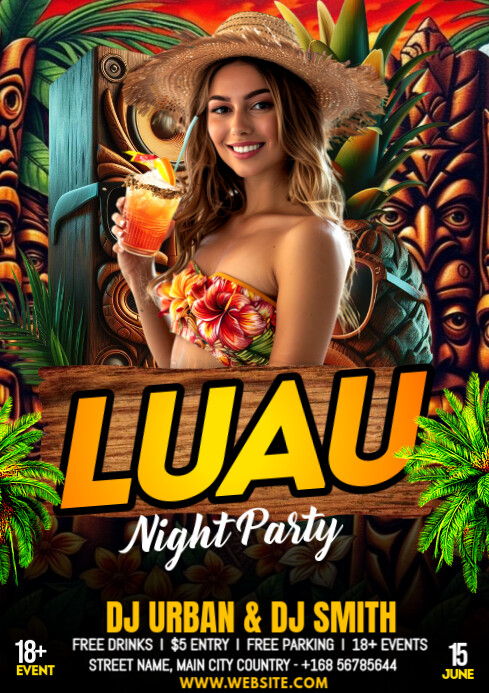 Copy of Floral Luau Night Party A4 | PosterMyWall