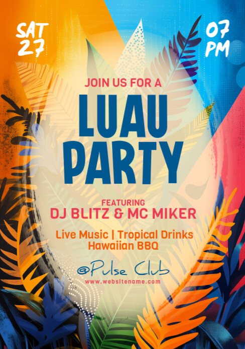 Copy of Floral Luau Party A5 | PosterMyWall