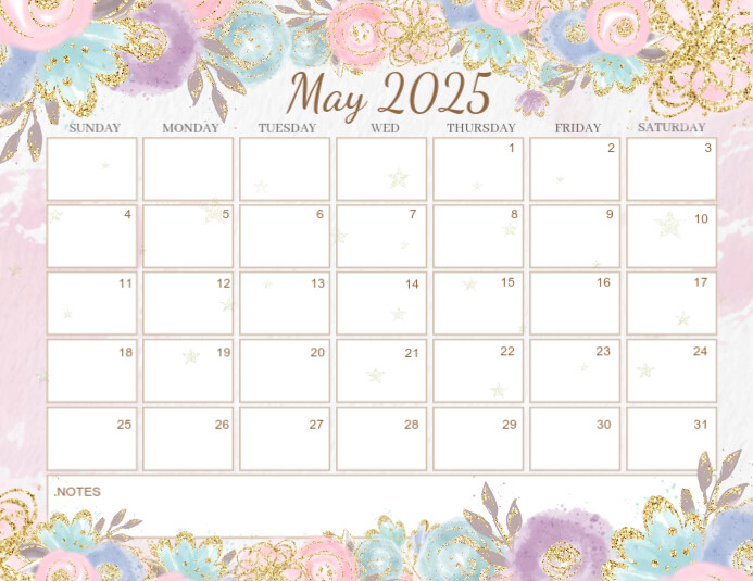Copy of floral May 2025 Calendar, may calendar 2025 | PosterMyWall