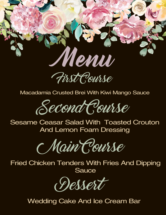 Floral Menu Template | PosterMyWall