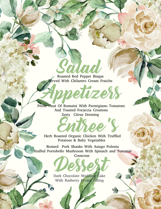 Floral Menu | PosterMyWall