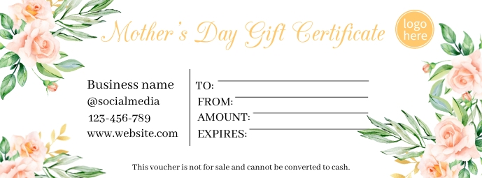 Floral Mother's Day Gift Certificate Template | PosterMyWall