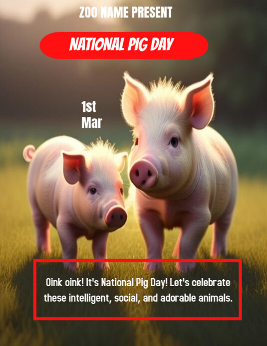 Floral National Pig Day March 1 Flyer (us Letter) Template | PosterMyWall
