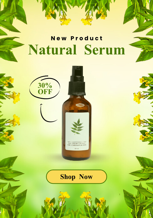 Copy of Floral Natural Serum A4 | PosterMyWall