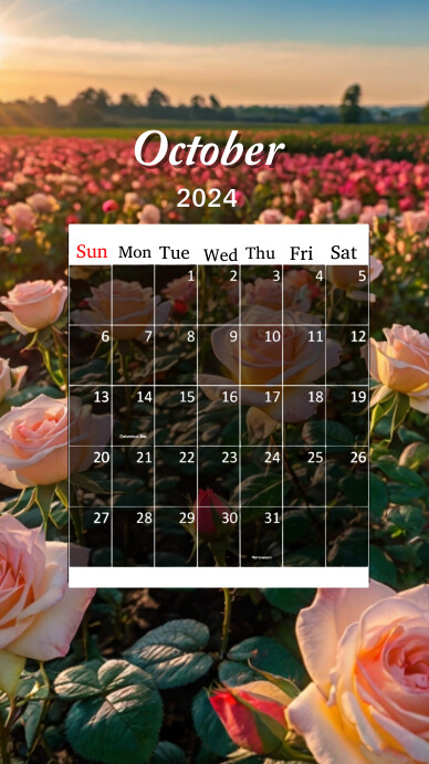 Copy of Floral October 2024 Calendar Design Instagram | PosterMyWall