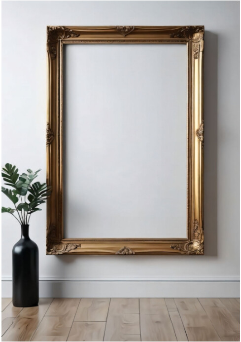 Floral picture frame ( Gold color) Template | PosterMyWall