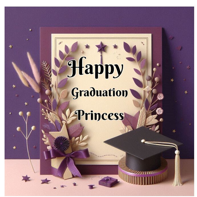 Floral Purple And Brown Graduation Card Instagram Post Template ...