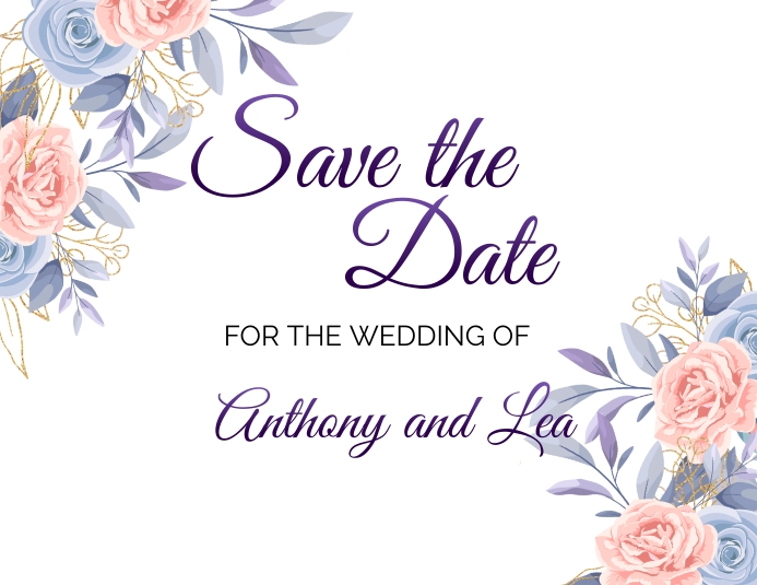 Plantilla de Floral Purple Save the Date | PosterMyWall
