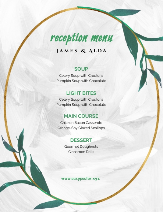 Floral Reception Menu Template | PosterMyWall
