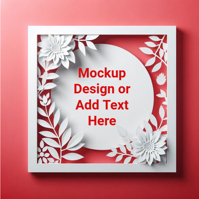 Floral Red And White Greeting Card Wall Frame Design Template/ Squared ...