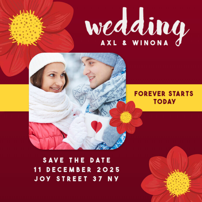 Floral Save The Date Instagram Post Template | PosterMyWall