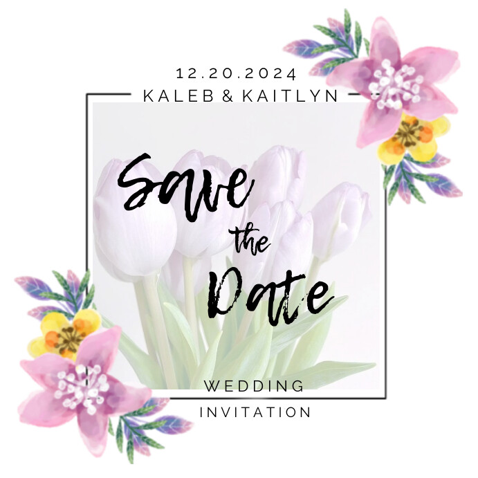 Floral Save The Date Instagram Post Template | PosterMyWall
