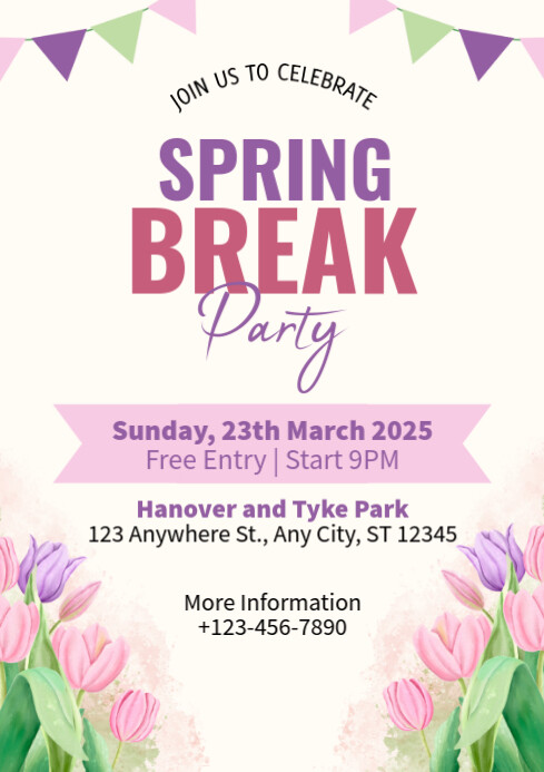 Copy of Floral Spring Break Party A4 | PosterMyWall