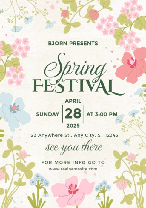 Floral Spring Festival A4 Template | PosterMyWall