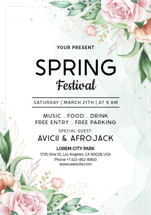 Floral Spring Festival A4 Template | PosterMyWall