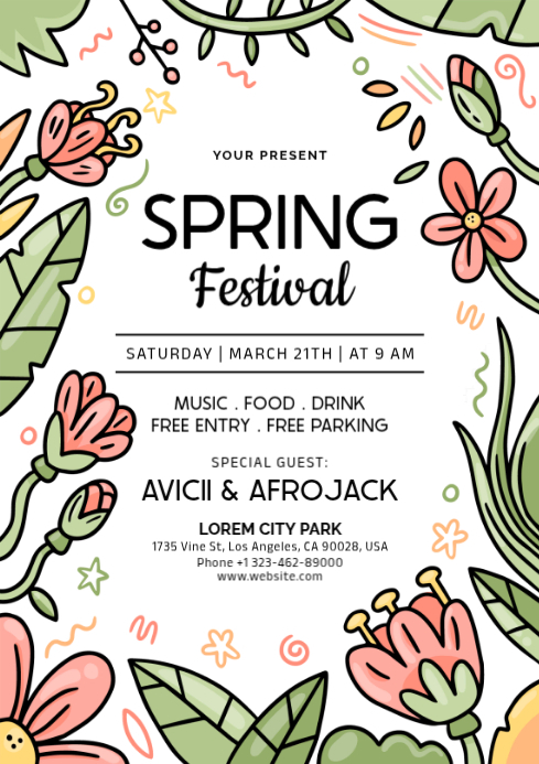 Floral Spring Festival A4 Template | PosterMyWall
