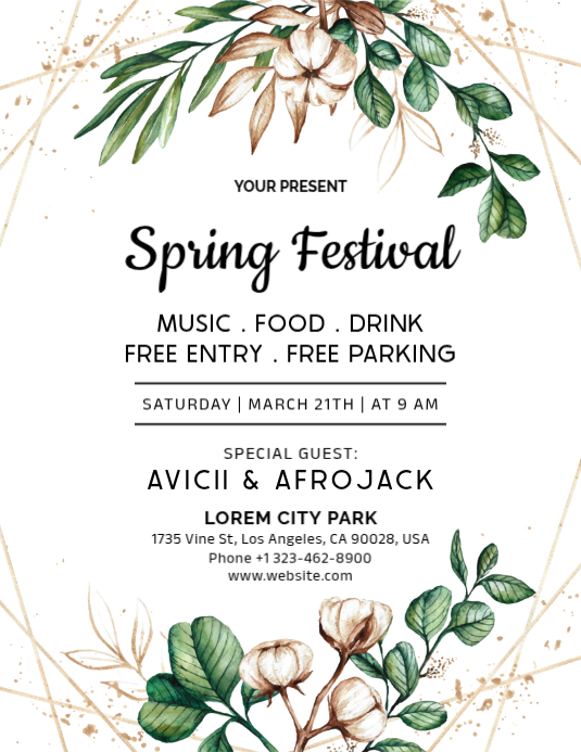 Floral Spring Festival Flyer (us Letter) Template | PosterMyWall