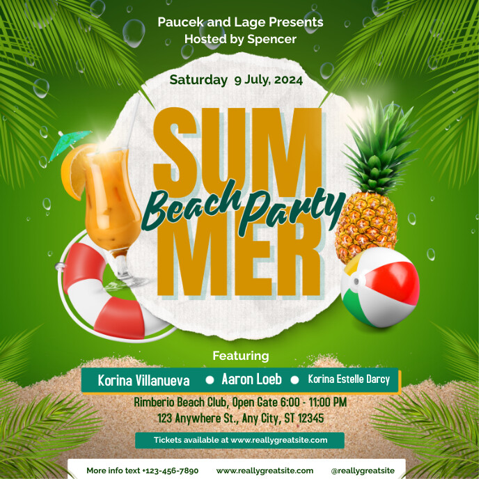 Floral Summer Beach Party Pos Instagram Template | PosterMyWall