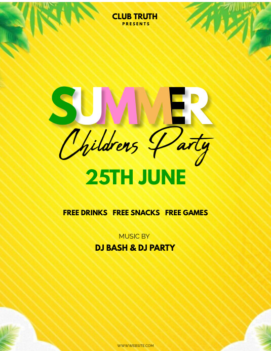 Floral Summer Childrens Party Flyer (us Lette Template | PosterMyWall