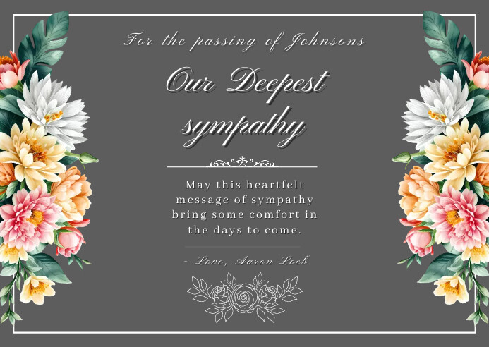 Floral sympathy card Template | PosterMyWall