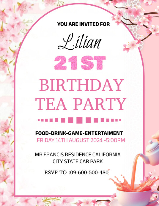 Floral Tea Party Birthday Invitation Template | PosterMyWall