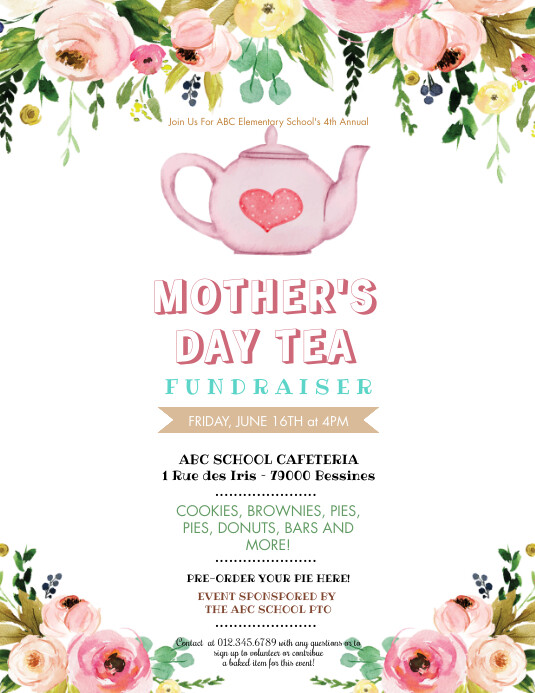 Floral Tea Theme Flyer Flyer (us Letter) Template | PosterMyWall