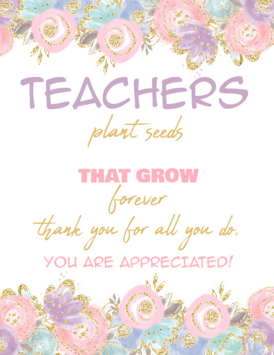 Floral Teacher Appreciation Print Template | PosterMyWall