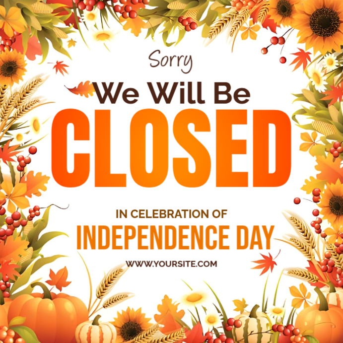 Floral Thanksgiving Day Closed Announcement Instagram Post Template ...