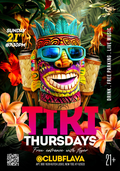 Floral Tiki Bar A5 Template | PosterMyWall